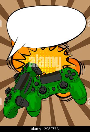 Cartoon Gaming controller with blank speech bubble, comic book Joystick ...