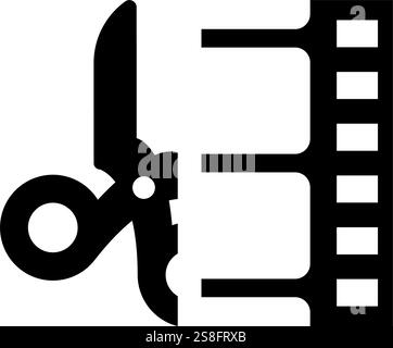 Scissors and film strip as video editing. Vector stock illustration ...