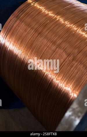 Inside a modern plant producing power electric cables and optical ...