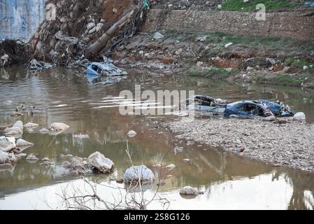 Cars buried on the riverbed of Rambla del Poyo (Poyo ravine) after DANA ...