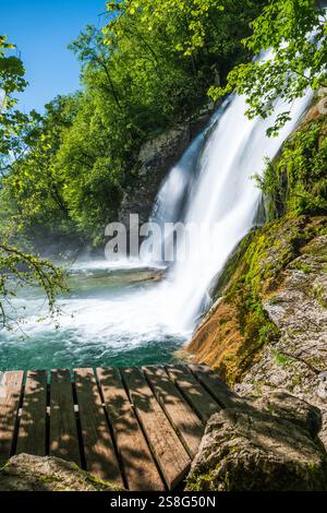 Scenic Beauty of Virje Waterfall with Pristine Waters in Slovenia Stock ...