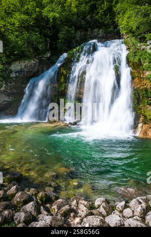 Scenic Beauty of Virje Waterfall with Pristine Waters in Slovenia Stock ...