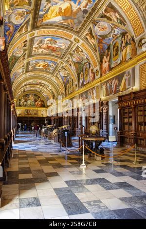 Royal library inside the Royal Site of San Lorenzo de El Escorial in ...
