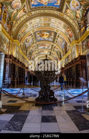 Royal library inside the Royal Site of San Lorenzo de El Escorial in ...