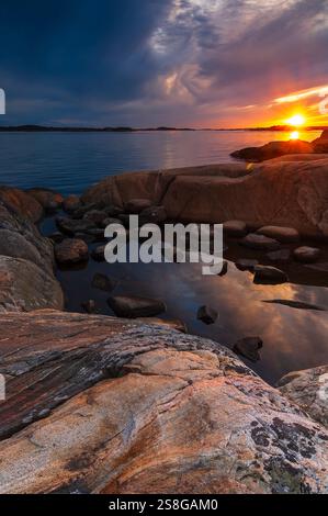 Coastal landscape at sunset. Fiskebäck, Gothenburg, Sweden Stock Photo ...