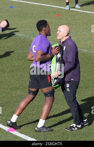 England defence coach Joe El-Abd during a training session at LNER ...