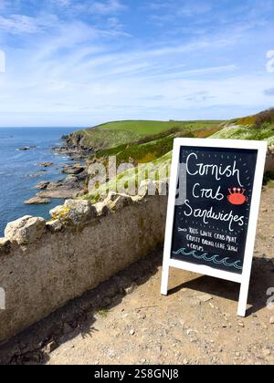 Cornwall crab sandwiches sign for crab food; Cornish crab sandwich as a ...