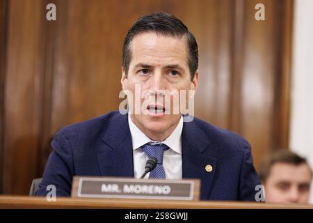 U.S. Senator Bernie Moreno (R-OH) speaking at a hearing of the Senate ...