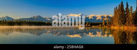 Landscape with Chief Hector Lake and Canadian Rocky Mountains, Alberta ...