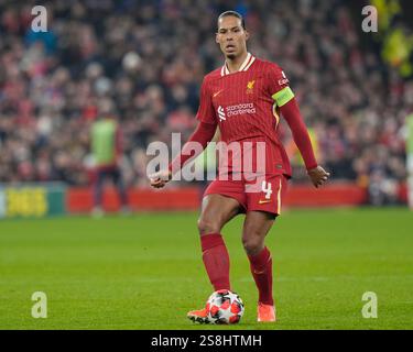Virgil van Dijk of Liverpool passes the ball during the UEFA Champions ...