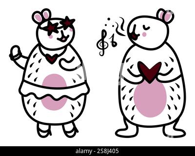 Isolated cute couple dancer characters dancing to salsa music concept ...