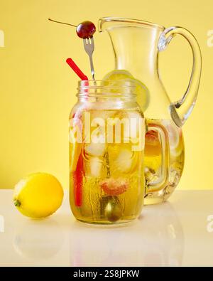 Mimosa in jar on table Stock Photo - Alamy