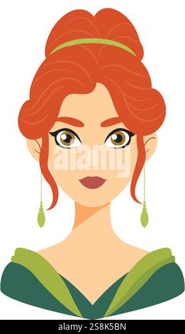 Illustration of a princess with red hair Stock Vector Image & Art - Alamy