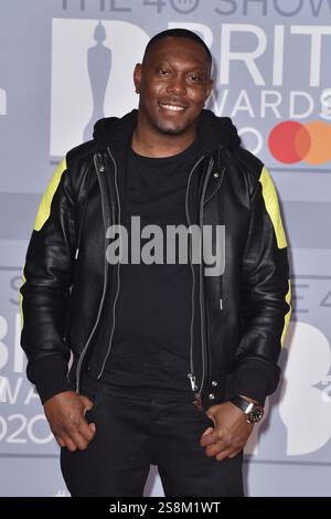 ***EDITORIAL USE ONLY*** Dizzee Rascal attends The BRIT Awards 2020 at ...