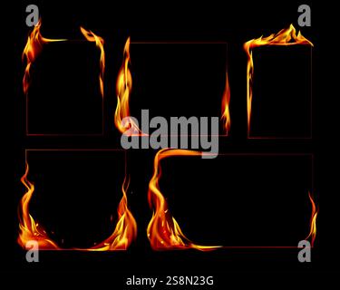 Fire flame frame borders Stock Vector Image & Art - Alamy