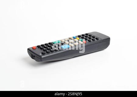 Black TV remote control isolated on white background Stock Photo - Alamy