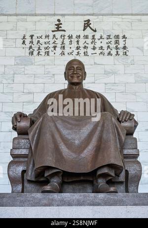 Bronze statue of Chiang Kai Shek, the first president of the Republic ...