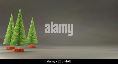 Christmas display background with toy fir tree, 3D illustration Stock ...