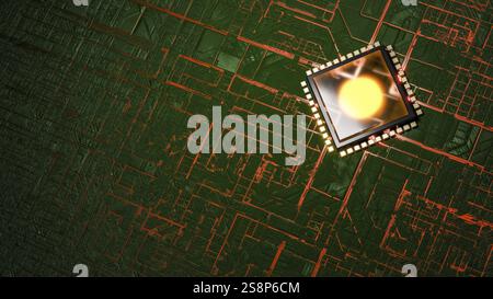 Modern cpu future glow dark background 3D illustration Stock Photo - Alamy