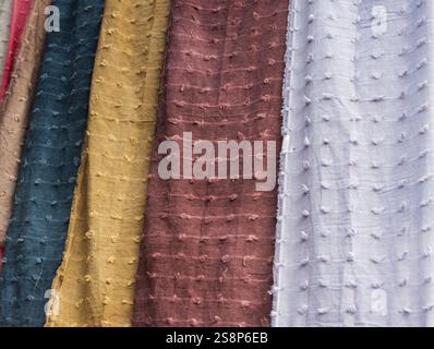 Examples of colorful fabric of various color and type Stock Photo - Alamy