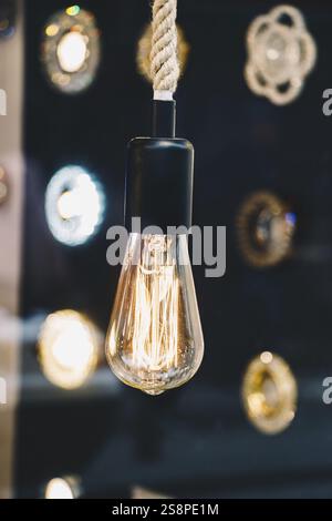 Decorative antique edison style filament light bulbs hanging Stock ...