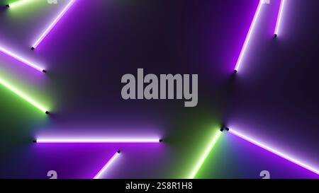 Purple green neon tubes background Stock Photo - Alamy