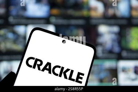 Crackle logo is displayed on smartphone. Crackle is an American video ...