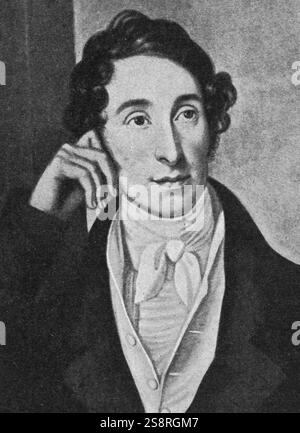 Carl Maria von Weber - portrait playing piano. German composer ...