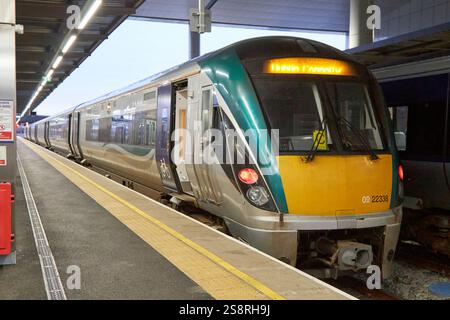 irish rail enterprise service to dublin on platform at belfast grand ...