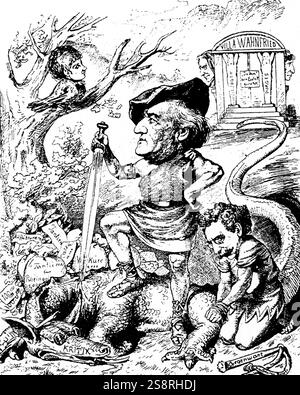 Cartoon of Wilhelm Richard Wagner (1813-1883) a German composer. Dated ...