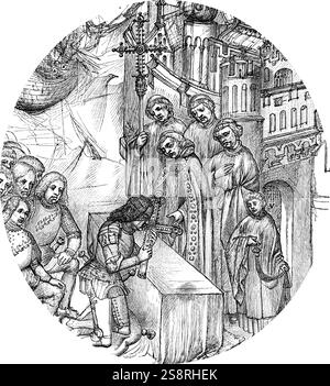 Engraving depicting Richard Beauchamp, 13th Earl of Warwick (1382-1439 ...