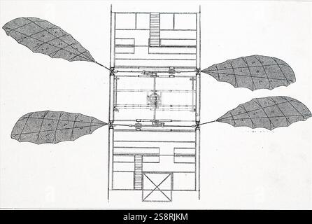Illustration depicting a design for a German flying machine. Dated 19th ...