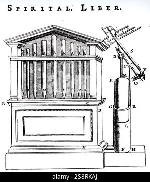 Engraving depicting the Hero of Alexandria's design for a pneumatic ...