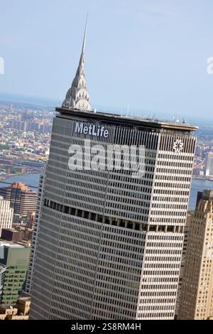 Metlife. view of manhattan from the nbc skyscraper. top of the rock ...