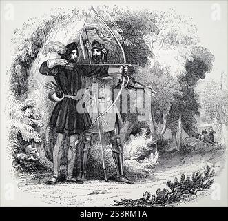 Illustration depicting Robin Hood, a heroic outlaw in English folklore ...