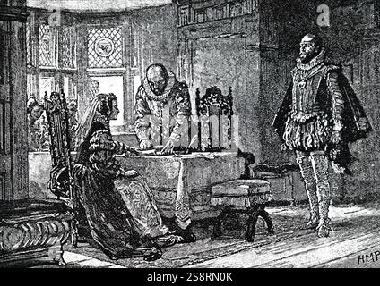 Mary Signing the Deed of abdication in Lochleven Castle HMP Stock Photo ...