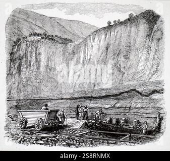 Illustration depicting navvies working on the Liverpool-Manchester ...