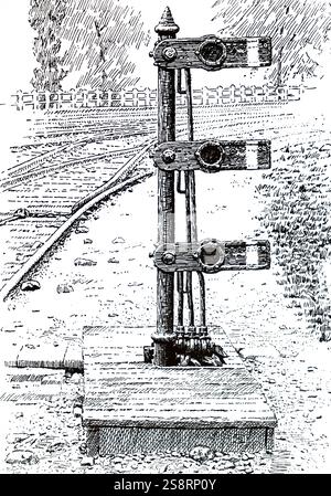 Illustration depicting a Semaphore Signal on an American railroad. One ...