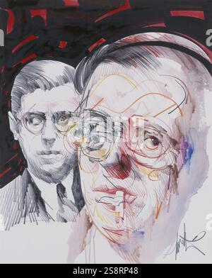 French philosopher and playwright Jean-Paul Sartre, 1960s Stock Photo ...
