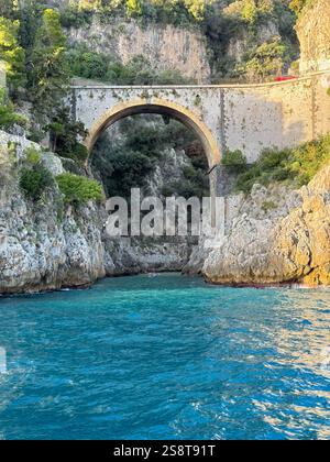 Bridge at Amalfi coast from a boat perspective Stock Photo - Alamy