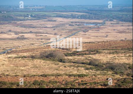 View of Gower common and Broad Pool from east of Athur's Stone on Cefn ...
