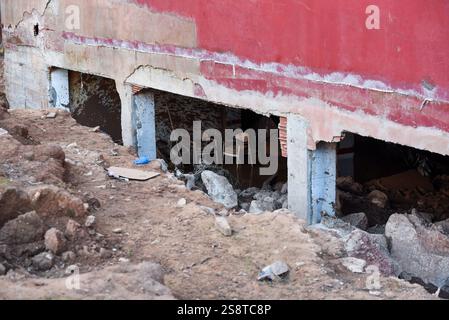 House basement damaged after DANA flooding. Structural problems in ...
