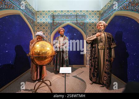 Wax statues of Persian astronomers in the Ulugh Beg Madrasah on the ...