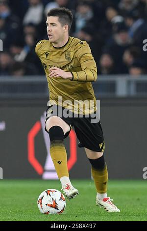 Igor Zubeldia of Real Sociedad with the ball during the LaLiga EA ...