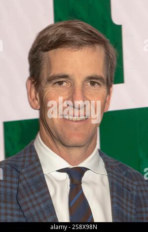 Eli Manning attends a red carpet event ahead of the Final Draw for the ...