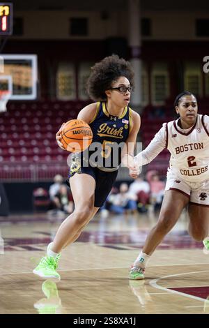 Notre Dame guard Olivia Miles (5) advances the ball during the first ...