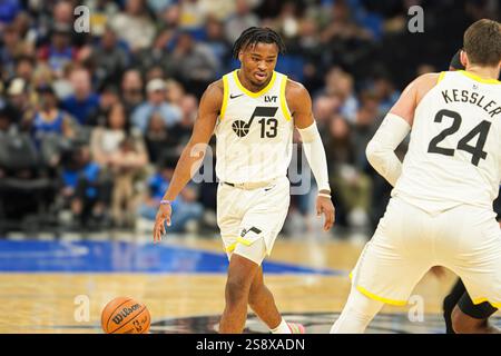Utah Jazz guard Isaiah Collier (13) handles the ball against Memphis ...