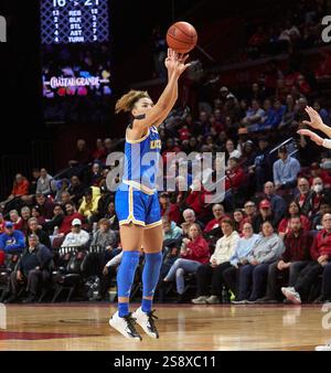 UCLA Bruins guard Kiki Rice (1) reacts against the Nebraska Cornhuskers ...