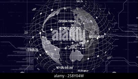 Global network connections and data points image over world map Stock ...