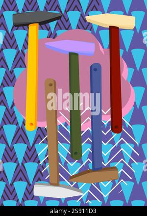Hammer geometrical graphic retro theme background. Minimal geometric ...